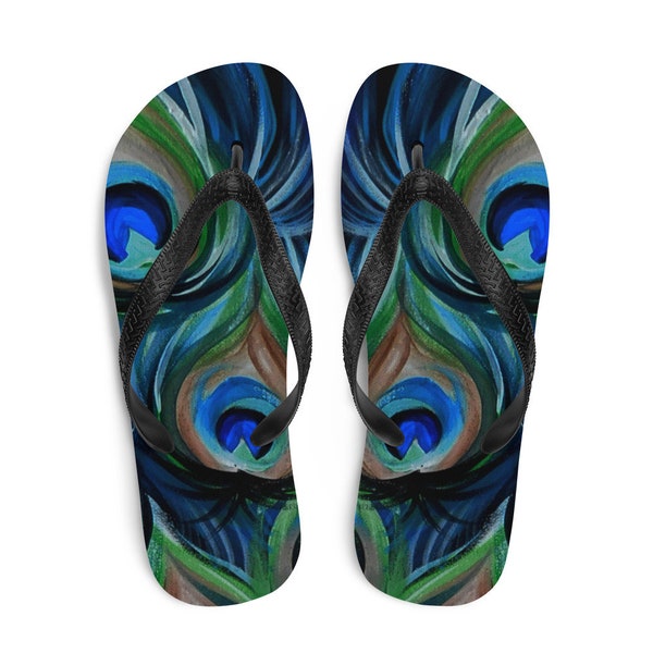 Peacock Flip Flops - Etsy