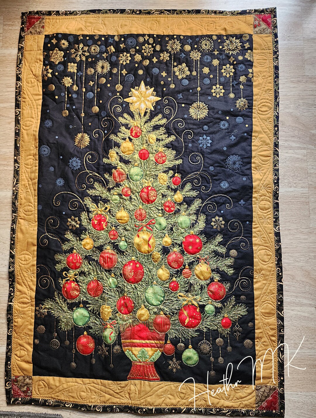 Elegant Christmas Tree Panel Wall Quilt. Redsgoldsgreens - Etsy