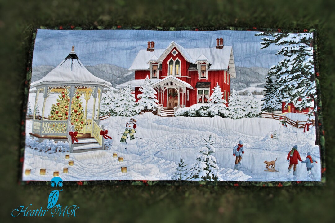 Country Scene Quilted Wall Panel Nostalgic Winter Holiday - Etsy