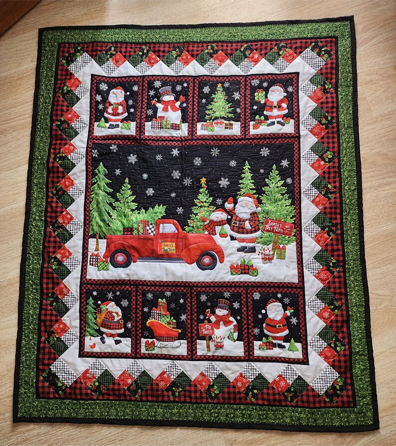 Santa's Tree Farm Wall Quilt, Kids Holiday Decor (38x46) - Etsy