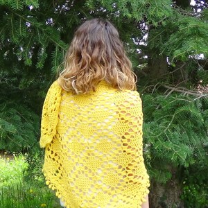 CROCHET PATTERN - Shawl Pdf Tutorial - Yellow Summer Wrap - Easy ...