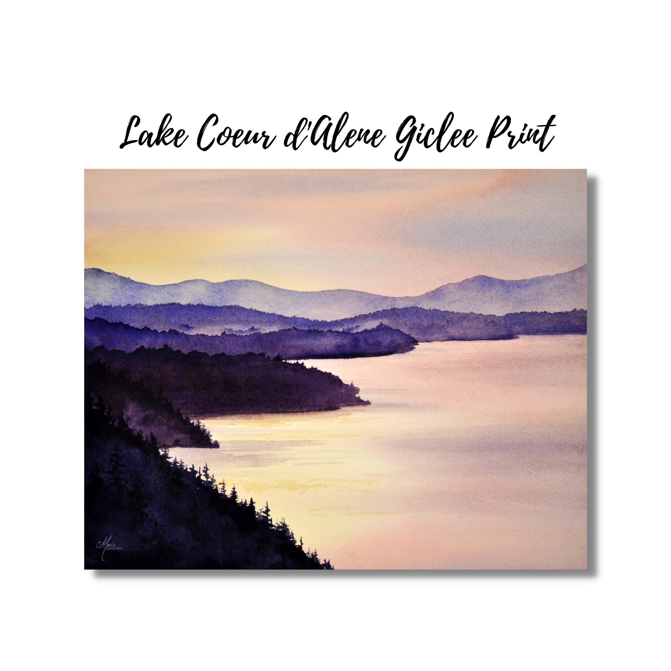 Lake Coeur D'alene Idaho Watercolor Giclee Print - Etsy
