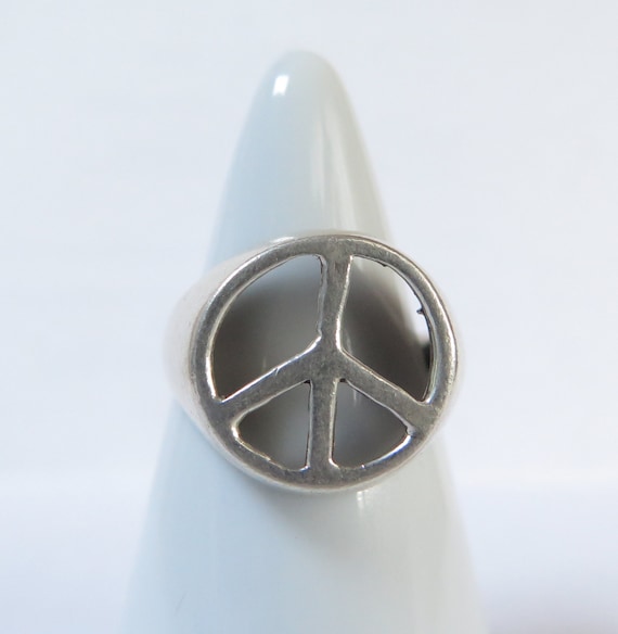 Peace sign ring, Vintage peace symbol statement ring … - Gem