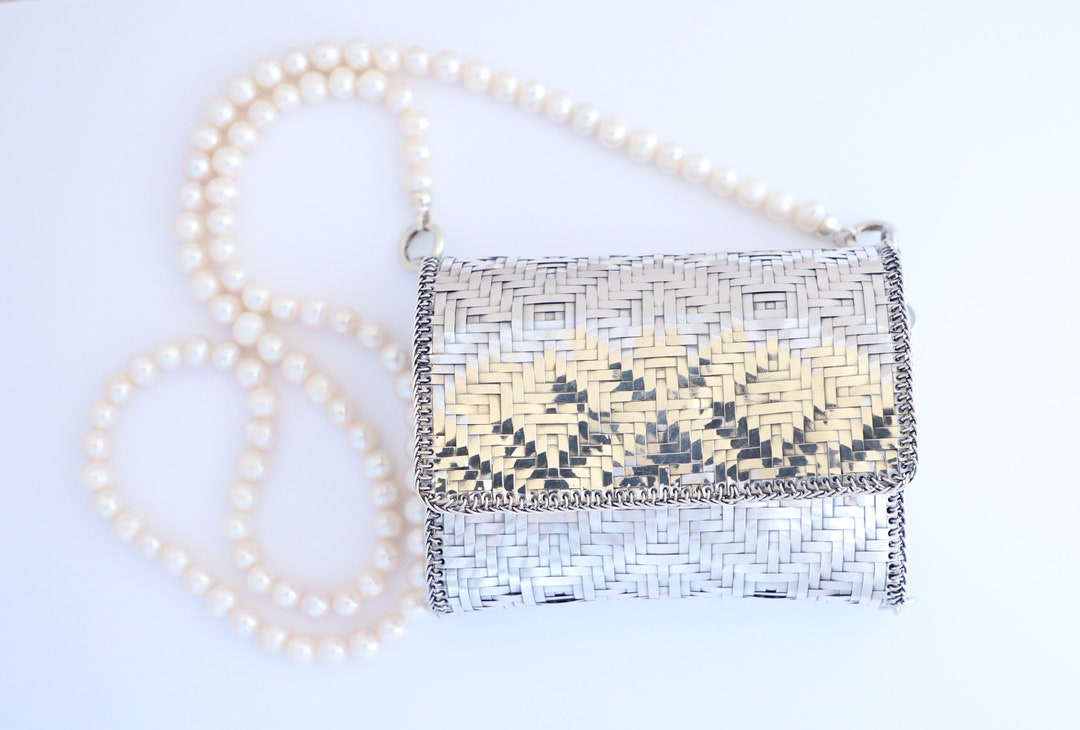 Woven Silver Micro Bag Hand Woven Sterling Silver Crossbody - Etsy