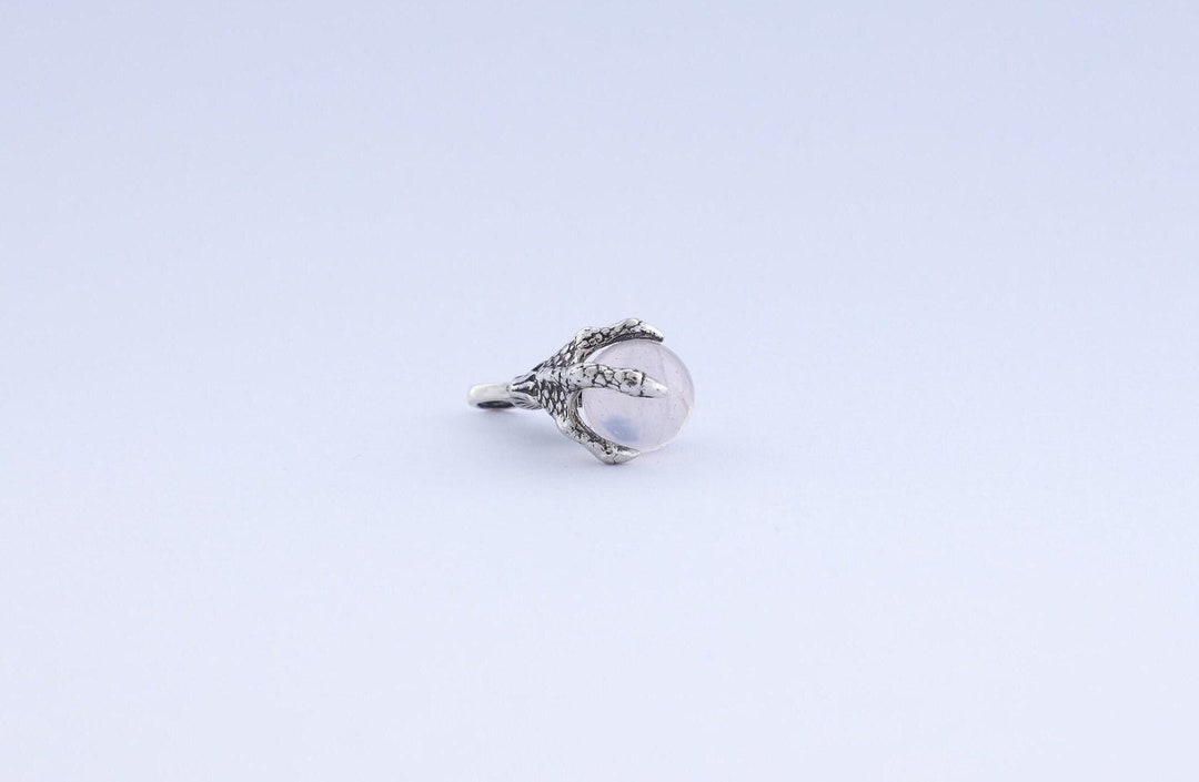 Talon Charm, Rose Quartz Sphere Bird Talon Claw Charm in Solid Sterling ...