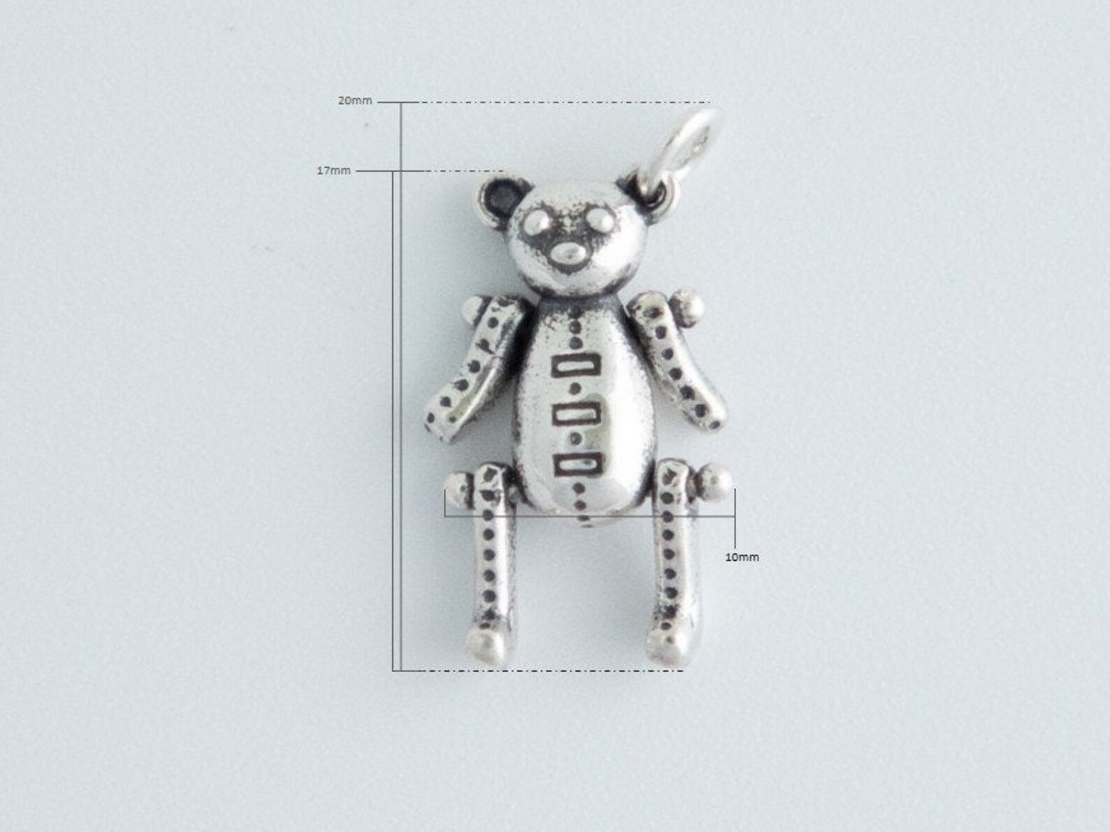 Articulated Teddy Bear Charm Sterling Silver 925 Bear Charm | Etsy