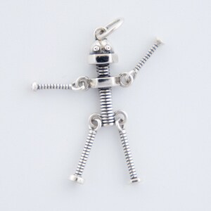 Articulated Robot Pendant, Solid Sterling Silver 925 Robot Charm ...