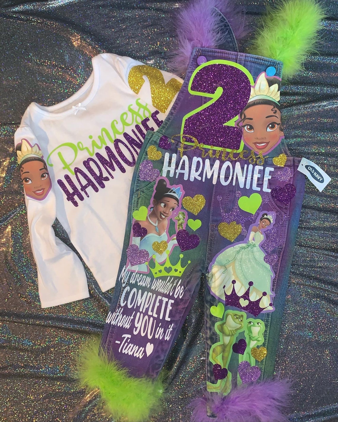 Princess Purple Green OVERALLS Birthday Overalls Custom Denim - Etsy