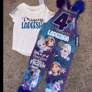 Winter Birthday Princess Purple Blue OVERALLS Birthday Overalls Custom ...