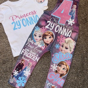 Winter Birthday Princess Purple Blue OVERALLS Birthday Overalls Custom ...