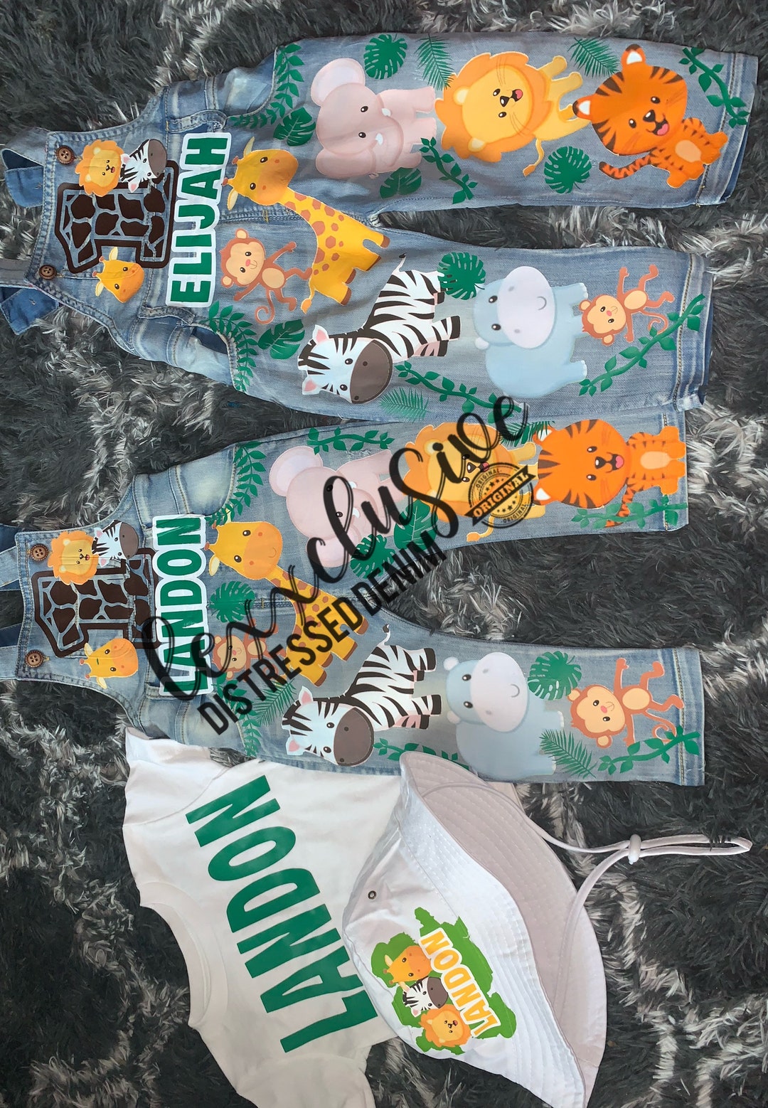 Baby Jungle Animals Safari Wild One Only Overalls Birthday Overalls ...