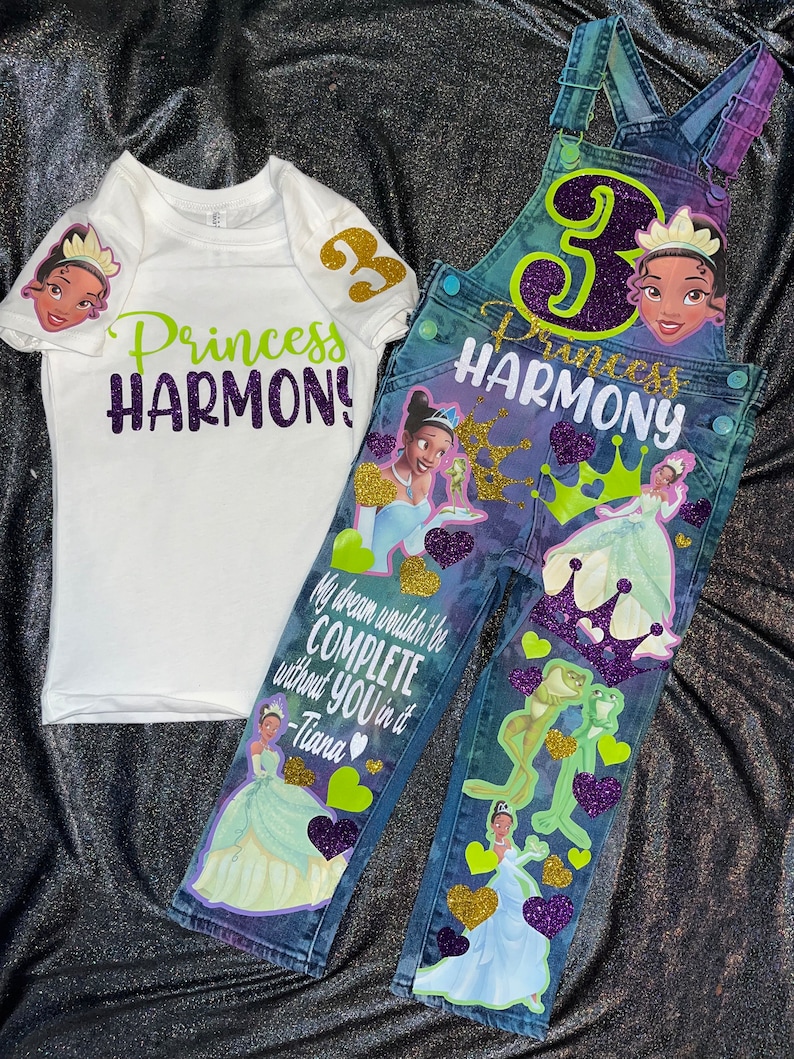 Princess Purple Green OVERALLS Birthday Overalls Custom Denim Birthday ...