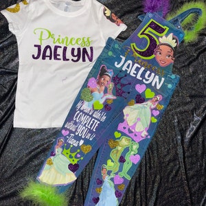 Princess Purple Green OVERALLS Birthday Overalls Custom Denim Birthday ...