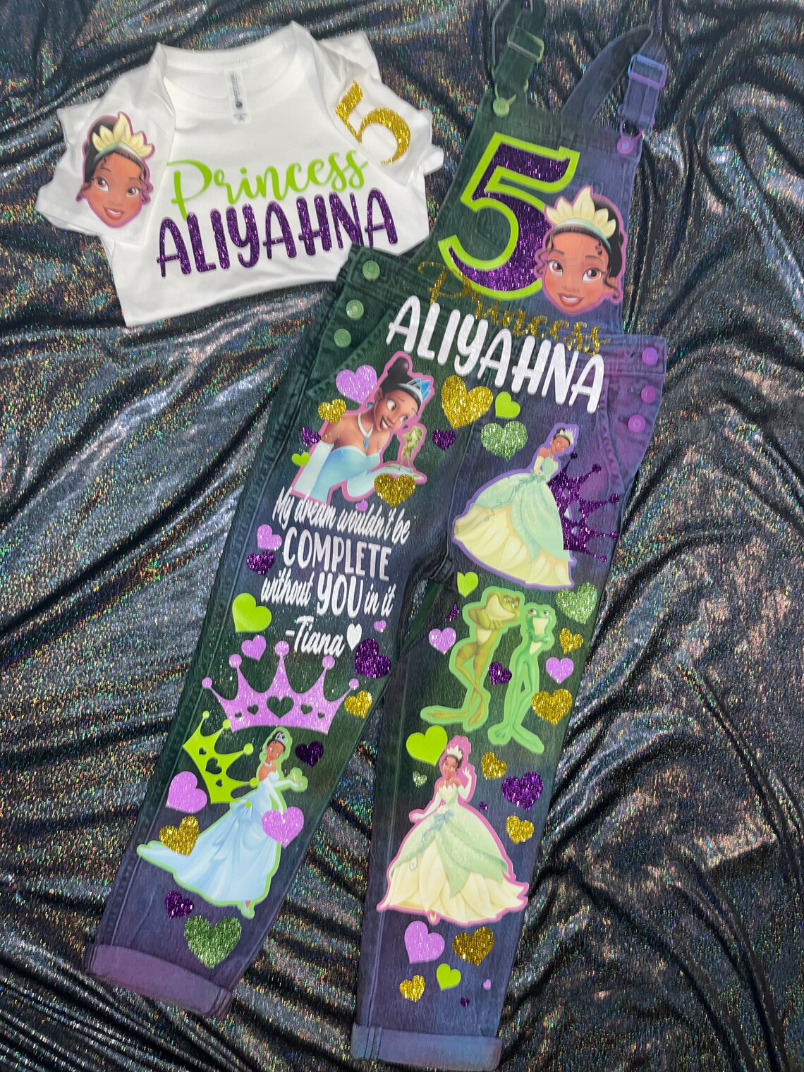 Princess Purple Green OVERALLS Birthday Overalls Custom Denim - Etsy