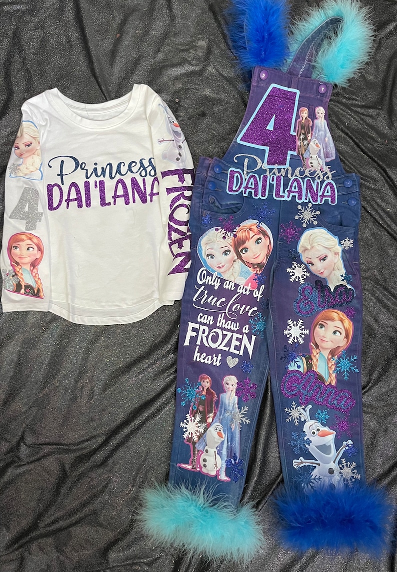 Winter Birthday Princess Purple Blue OVERALLS Birthday Overalls Custom ...