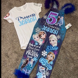 Winter Birthday Princess Purple Blue OVERALLS Birthday Overalls Custom ...