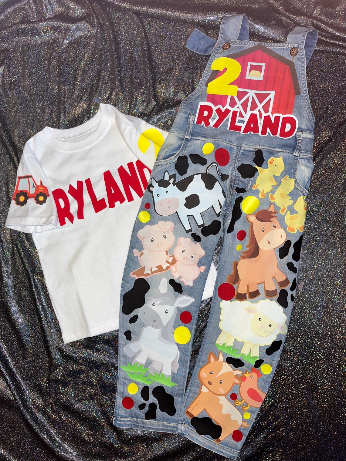 Farm Animals Birthday Overalls Cow Pig Horse Barn Tractor - Etsy