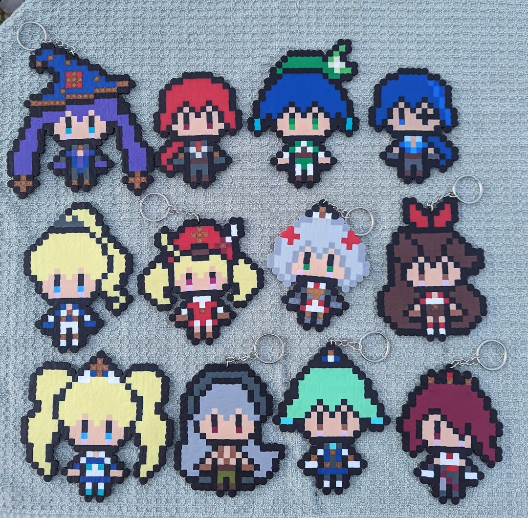 Genshin Impact Keychain Perler Bead Backpack Lanyard Large Doll Charm ...