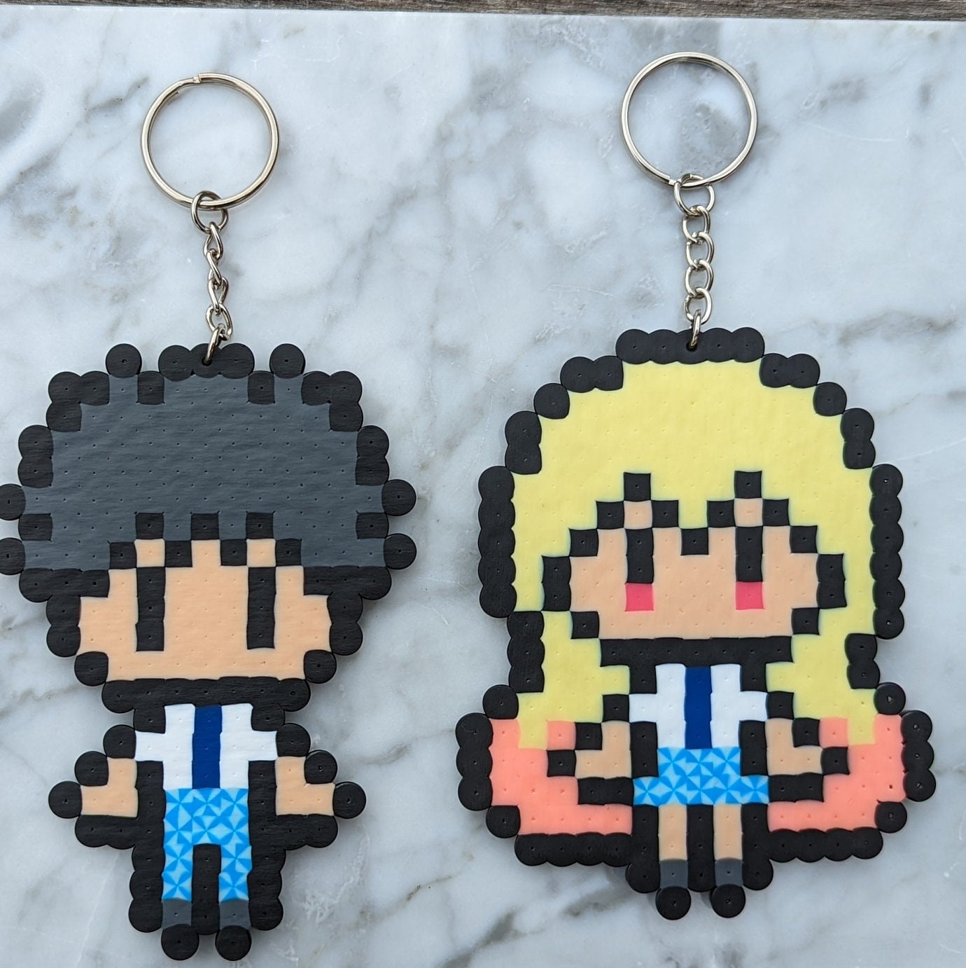 Darling pixel art keychain couple set anime keychain pixel art - Etsy.de
