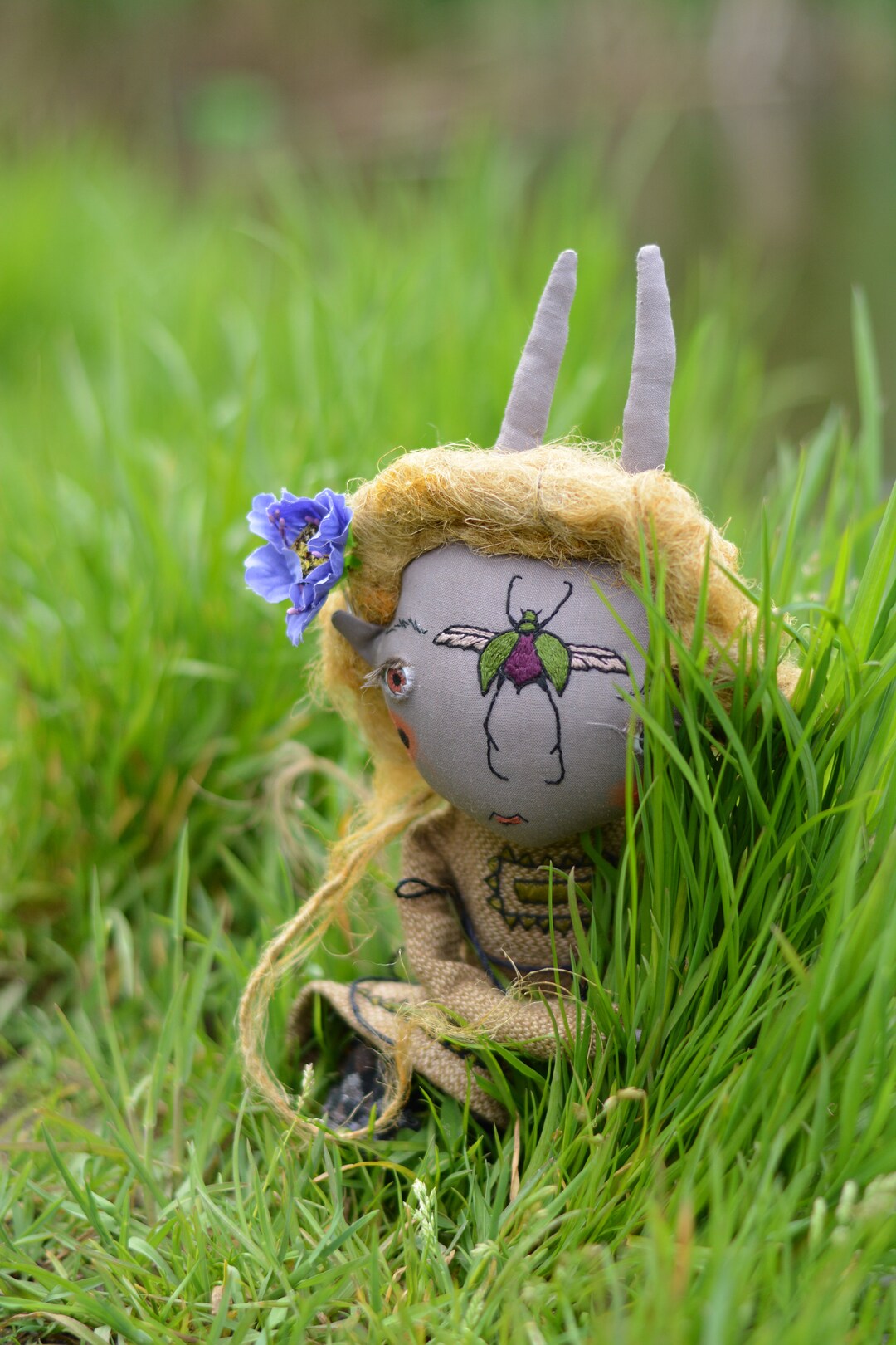 Art Rabbit Doll - Eastern Bunny - Textile Bunny - Fabric Cloth Doll ...