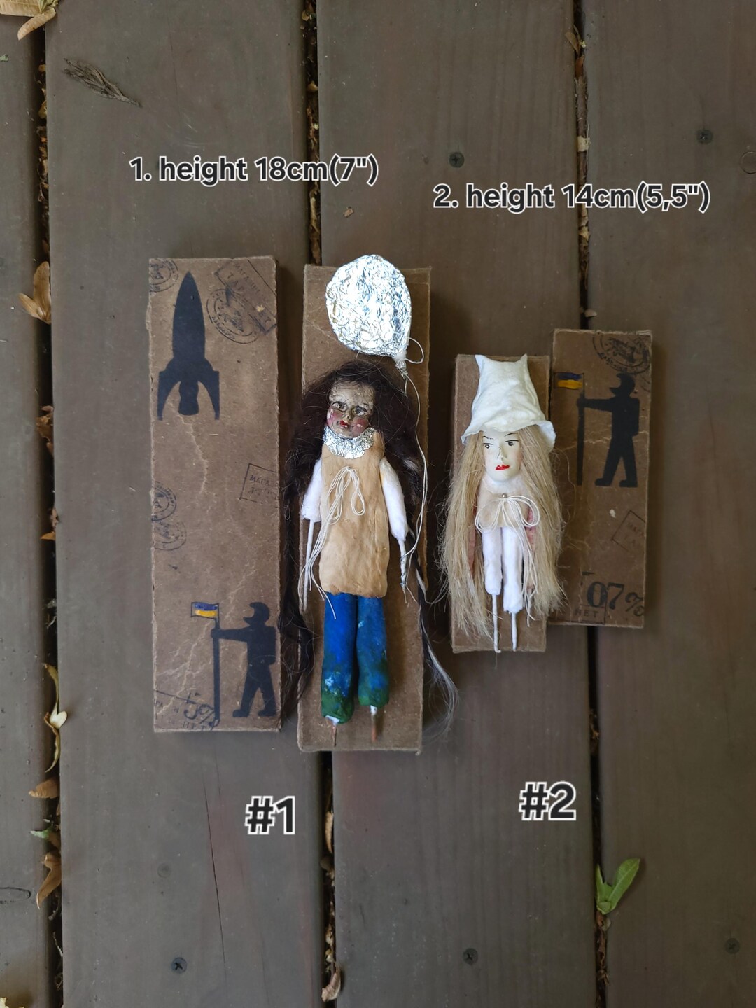 Spun Cotton Art Dolls With Boxes – Handmade Primitive Folk Art Figures ...