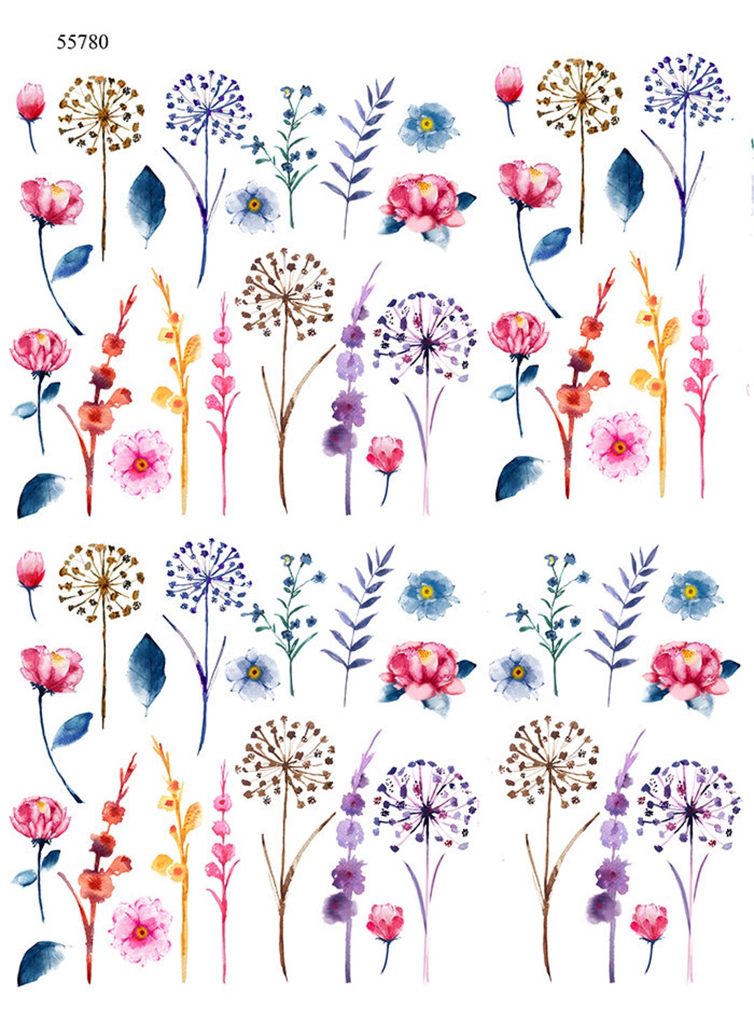 Colorful Flowers - Ceramic Decals- Enamel Decal - Glass Decal- 55780 - Etsy