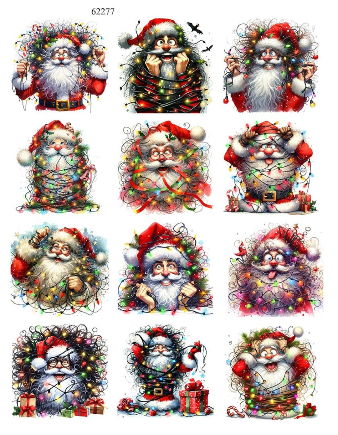 Funny Crazy Santa - Ceramic Decals- Enamel Decal - Fusible Decal ...