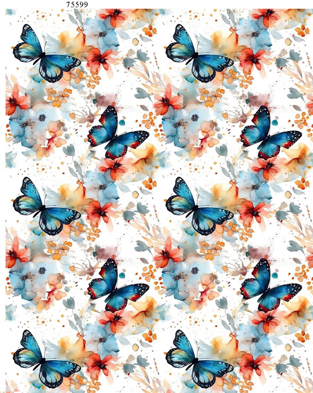 Monarch Butterflies and Flowers - Seamless - Ceramic Decals-fusible ...