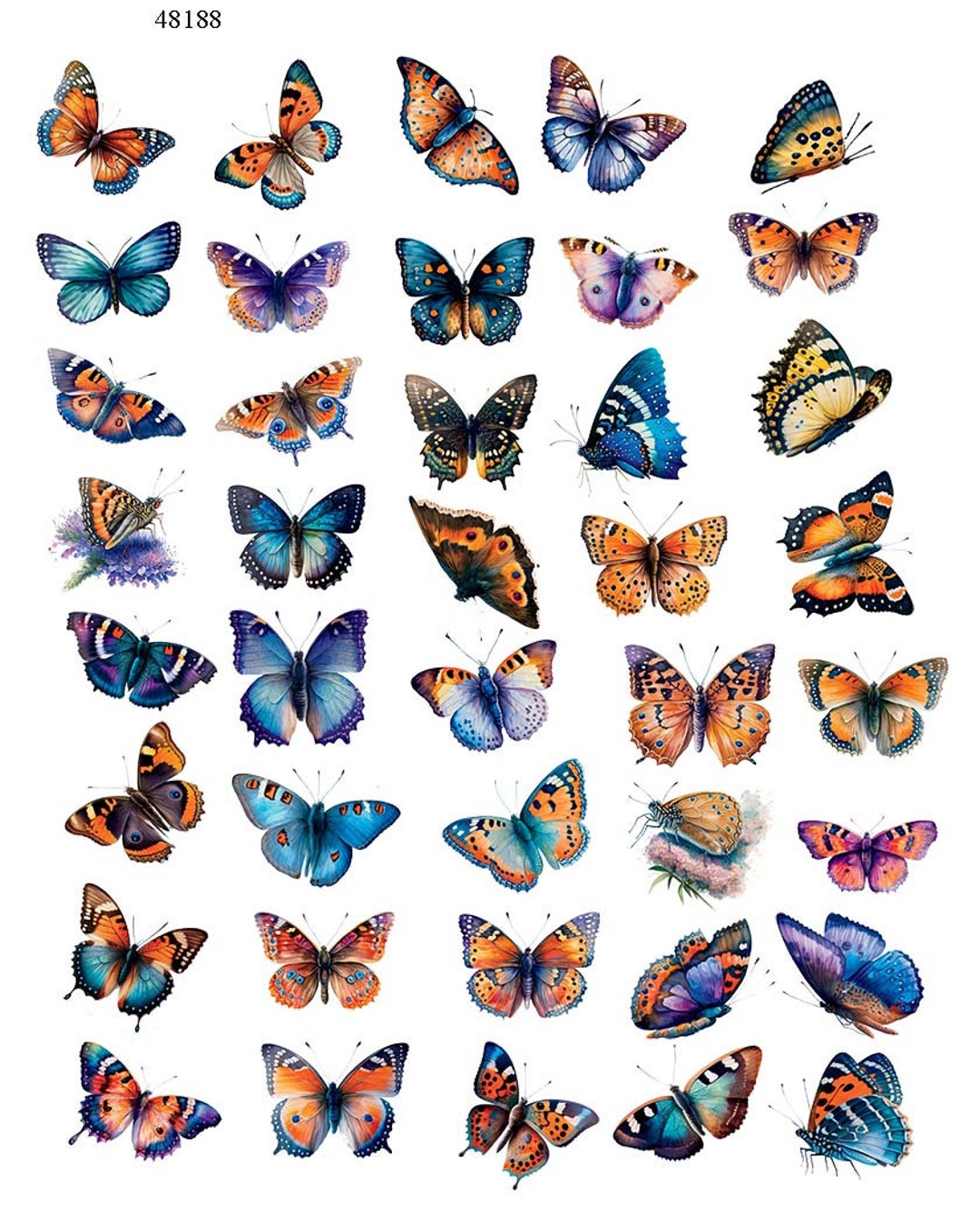 Butterfly Bundle - Overglaze Ceramic Decals- Enamel Decal - Glass Decal ...