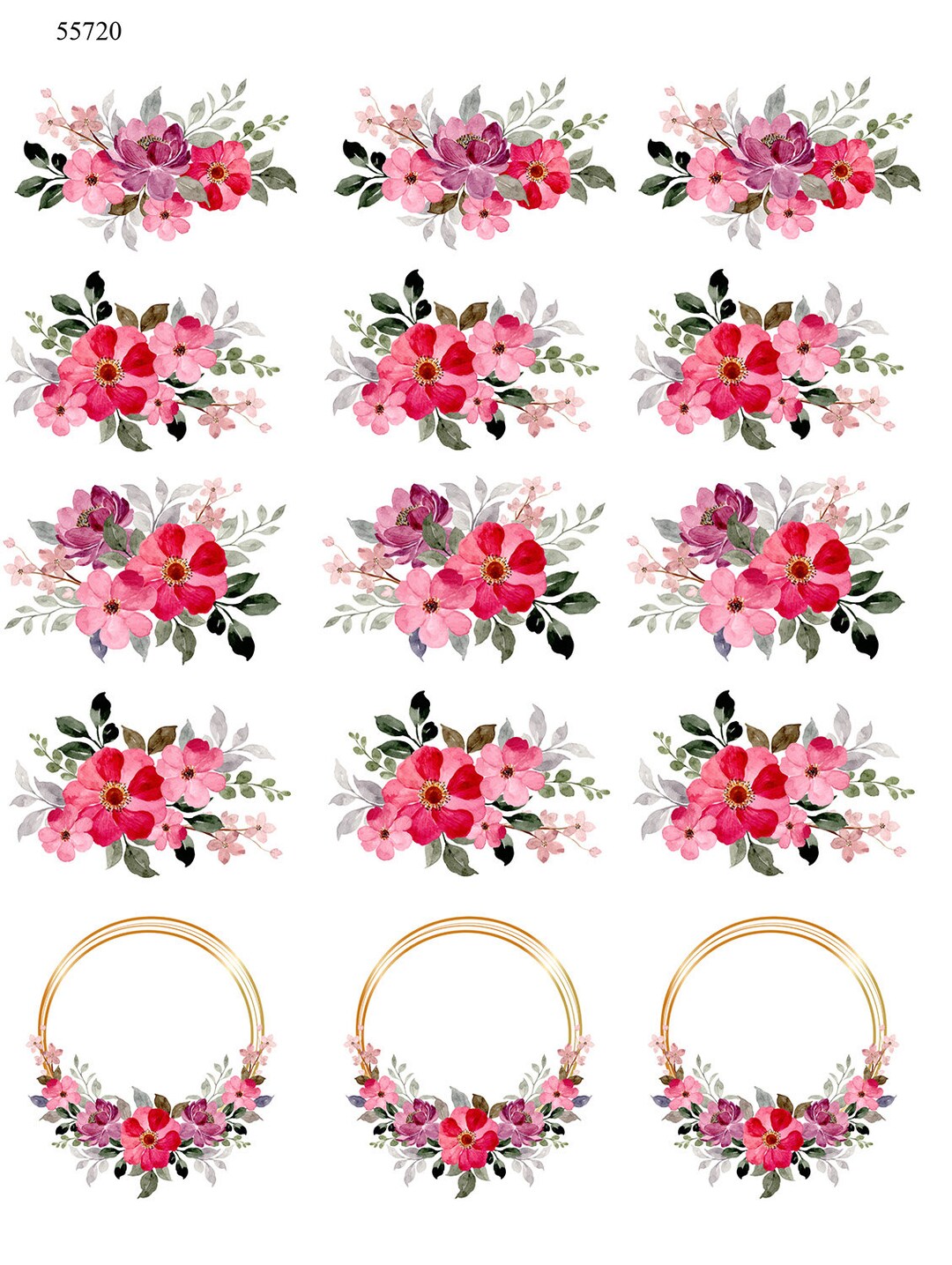 Pink Floral - Ceramic Decals- Enamel Decal - Fusible Decal - Glass ...