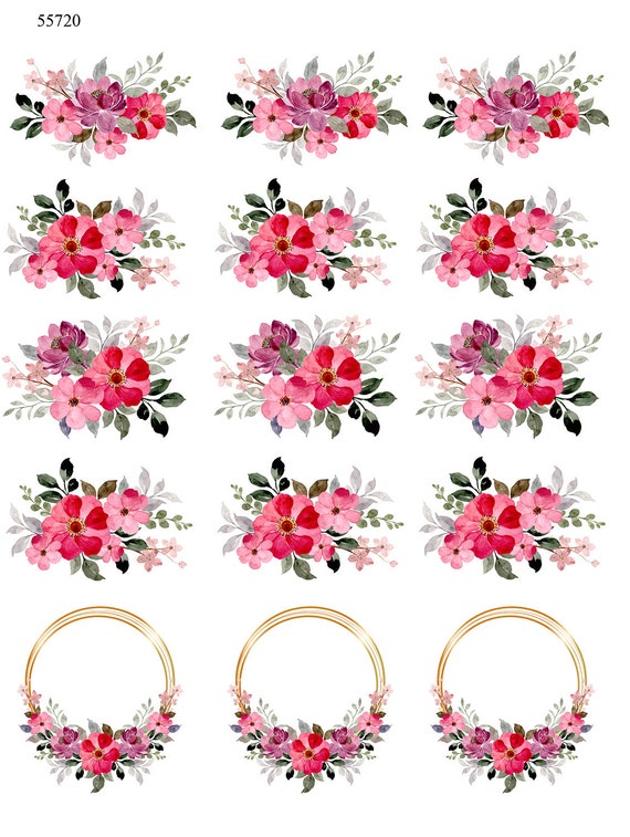 Pink Floral Ceramic Decals Enamel Decal Fusible Decal - Etsy