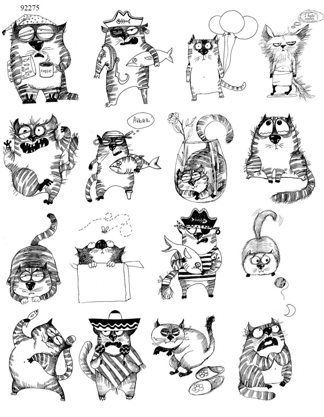 Crazy Cats - Ceramic Decals- Enamel Decal - Fusible Decal - Glass ...