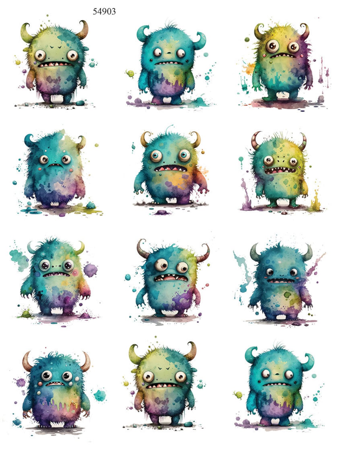 Cute Little Monsters - Ceramic Decals- Enamel Decal - Fusible Decal ...