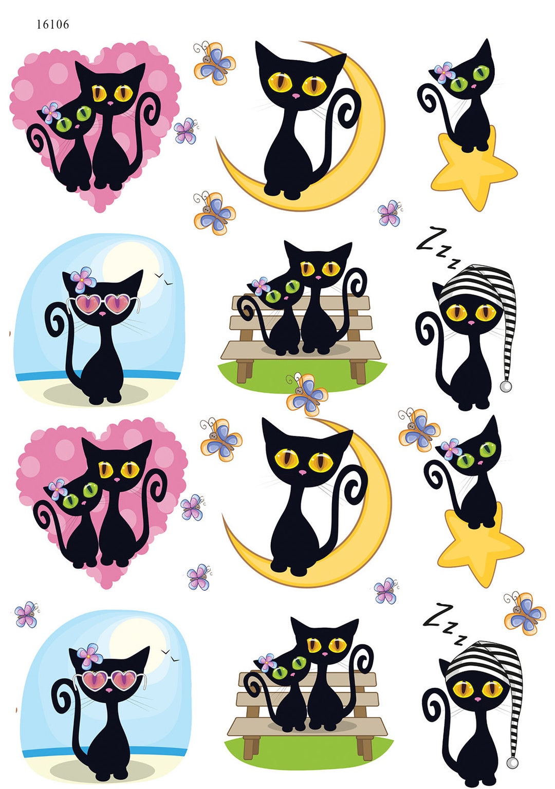 Too Cute Cats - Ceramic Decals- Enamel Decal - Glass Decal- 16106 - Etsy