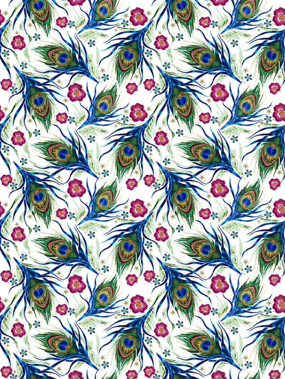 Embroidered Peacock Feathers - Seamless-ceramic Decals- Enamel Decal ...