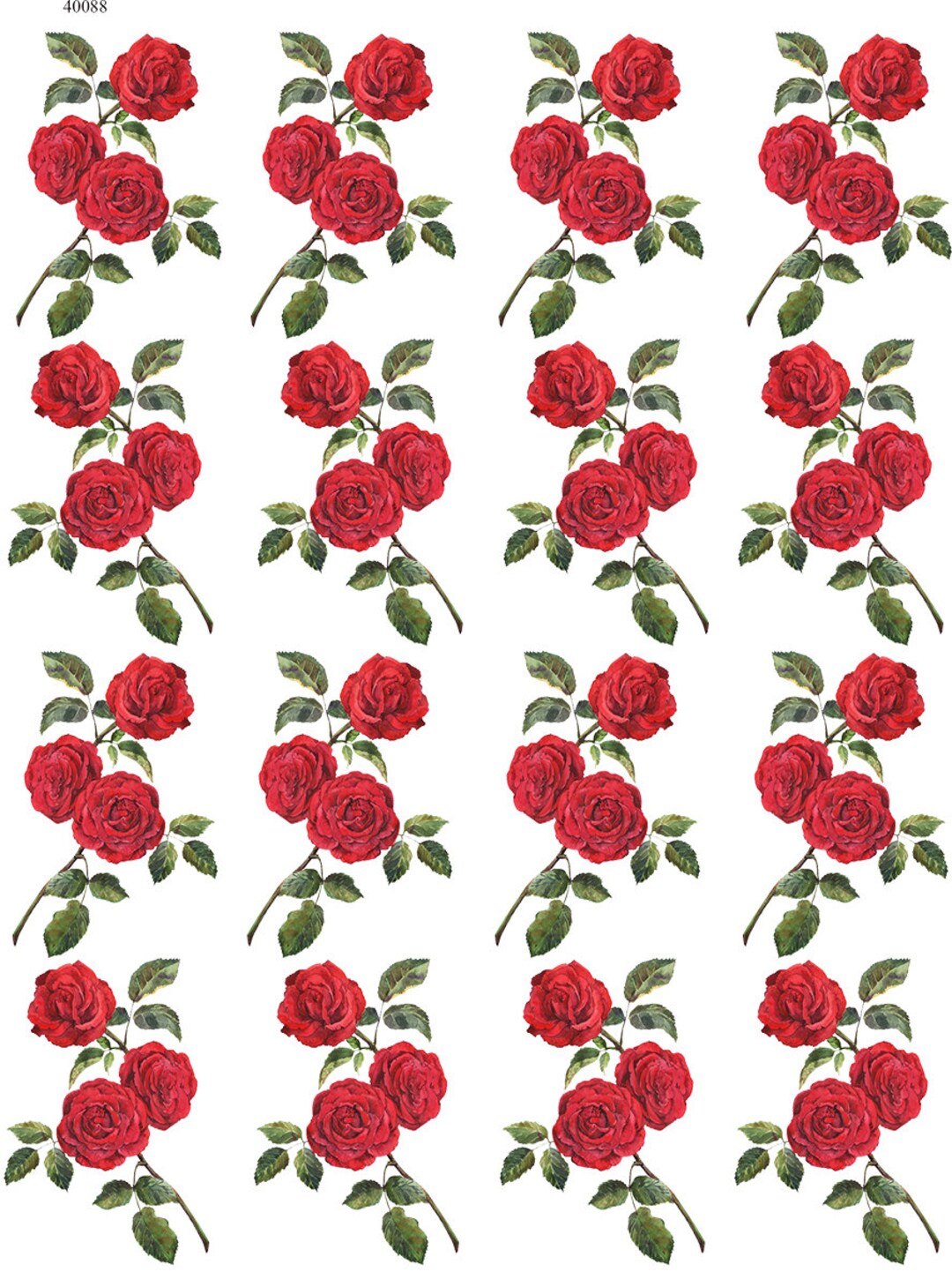 Red Red Roses - Ceramic Decals- Enamel Decal - Fusible Decal - Glass ...
