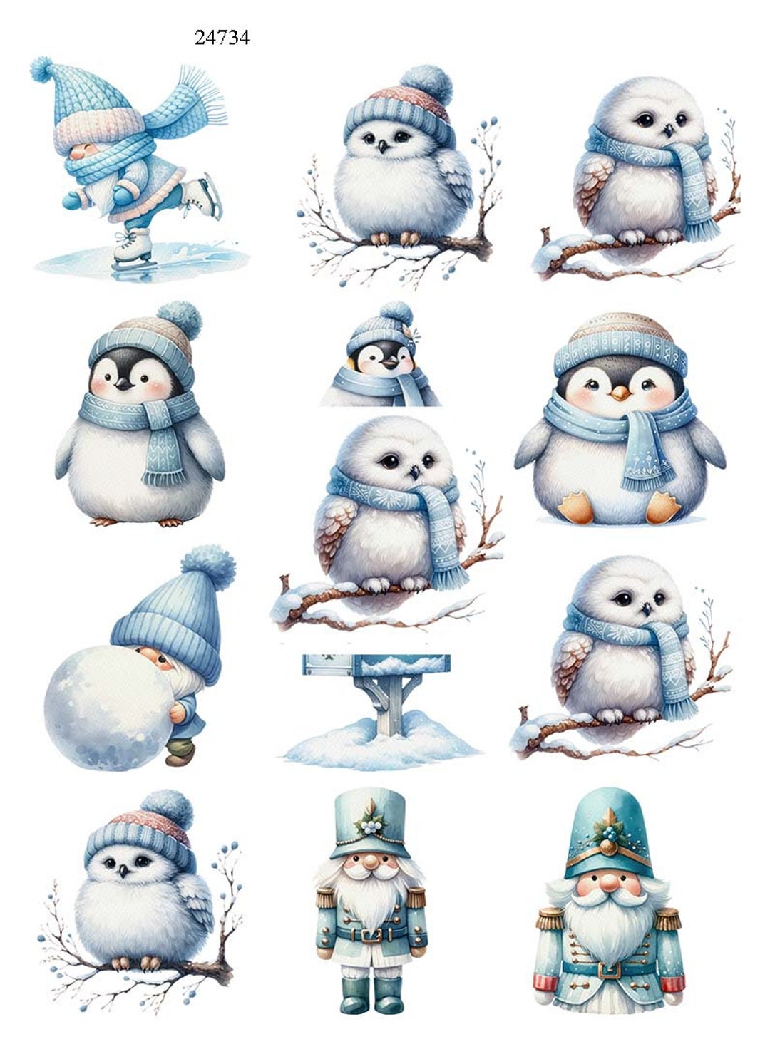 Whimsical Winter Blue- Ceramic Decals- Enamel Decal - Glass Decal ...