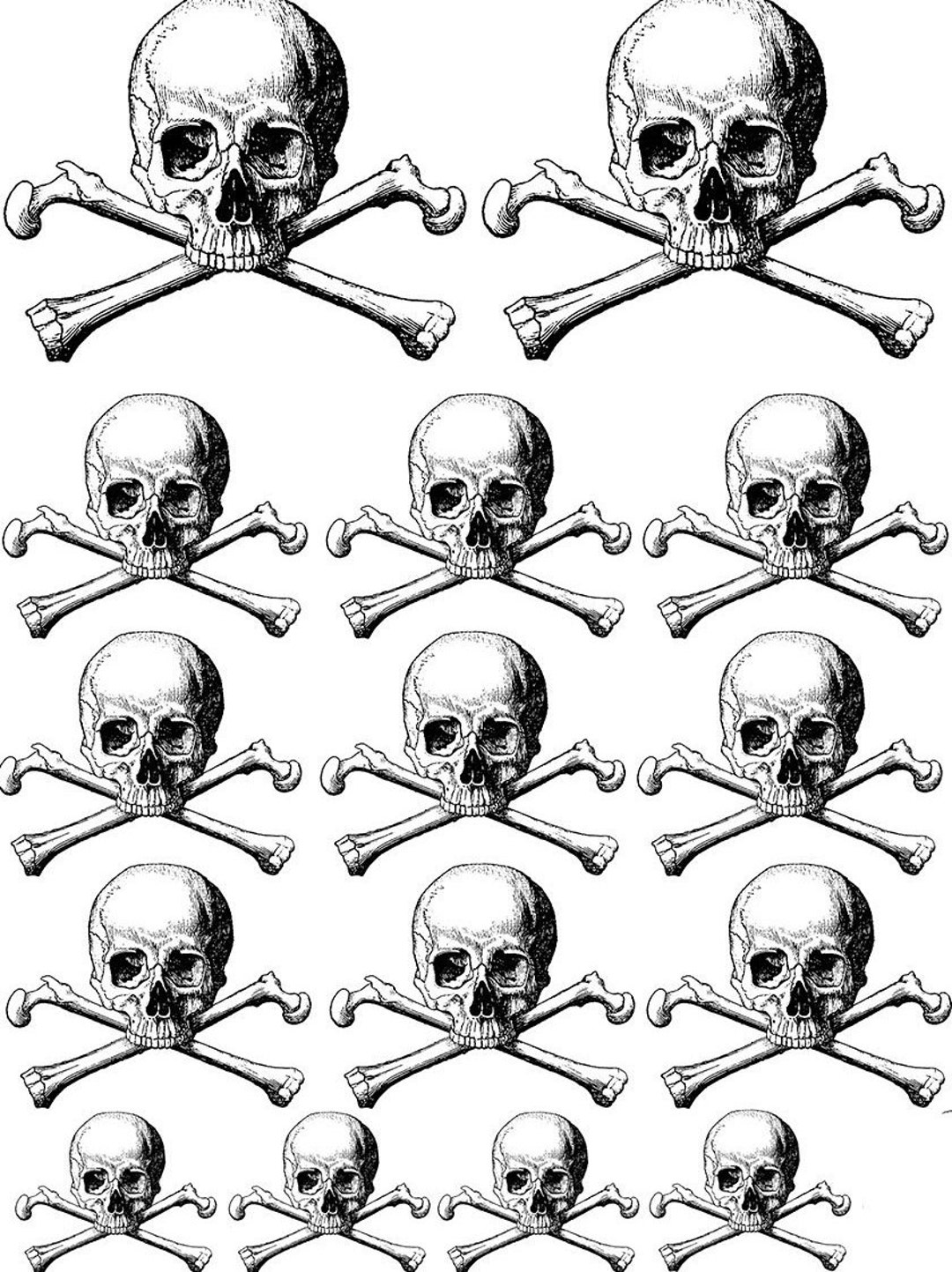 Skull and Cross Bones Ceramic Decals Enamel Decal Fusible Decal Glass ...