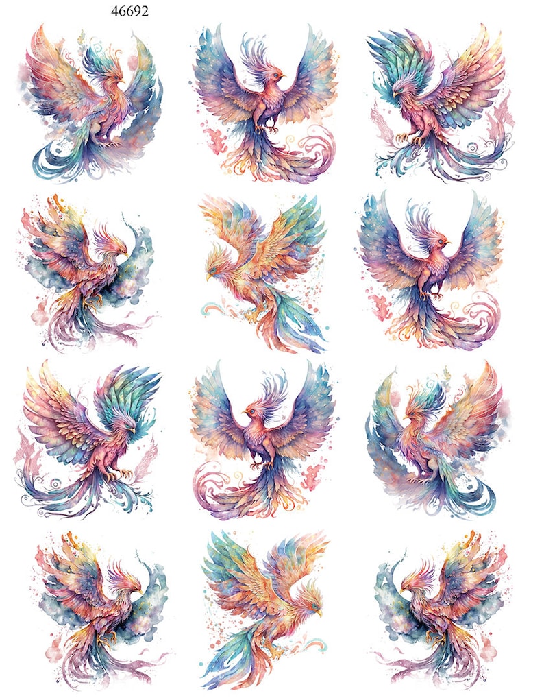 Fairy Phoenix Watercolor - Ceramic Decals- Enamel Decal - Glass Decal ...