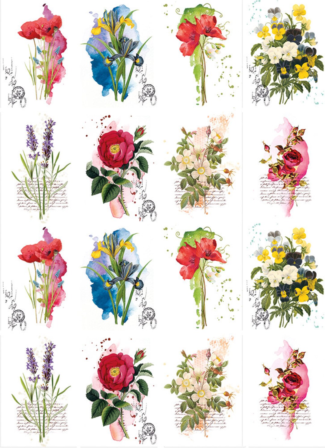 Handpicked Garden Bouquet Flowers - Ceramic Decals- Enamel Decal ...