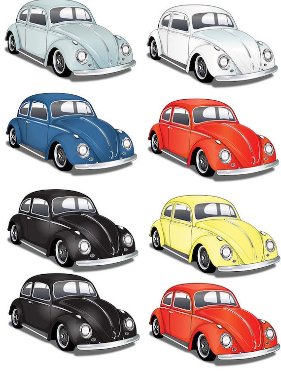 Retro Doodle Bug Volkswagen Cars Ceramic Decals Enamel | Etsy