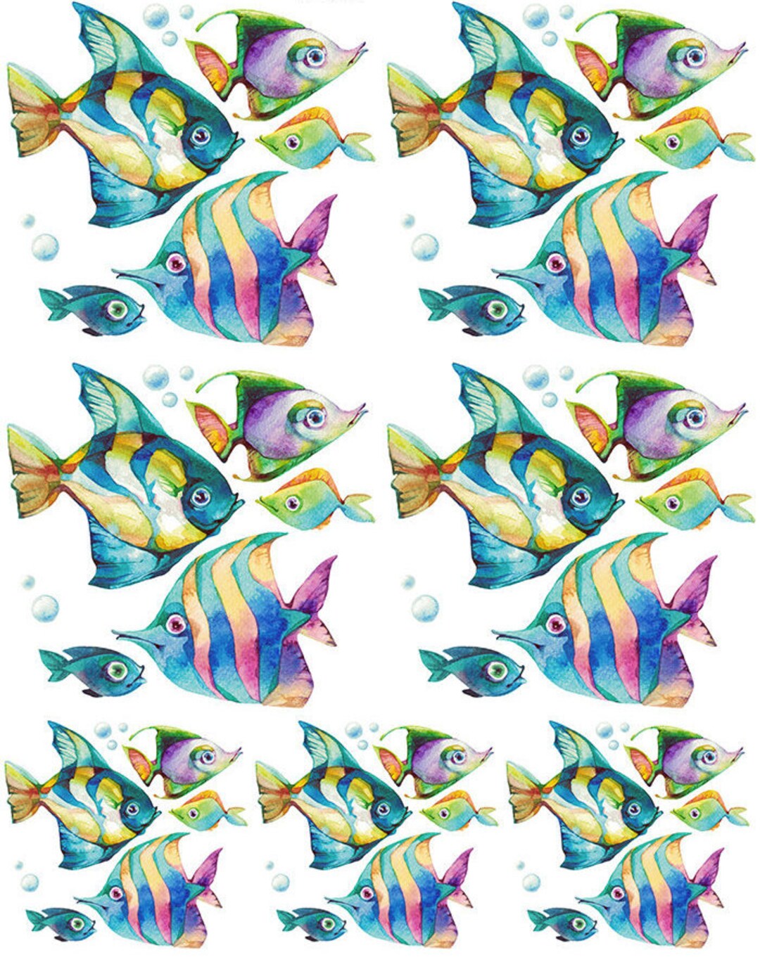 Watercolor Tropical Fish - Ceramic Decals- Enamel Decal - Glass Decal ...