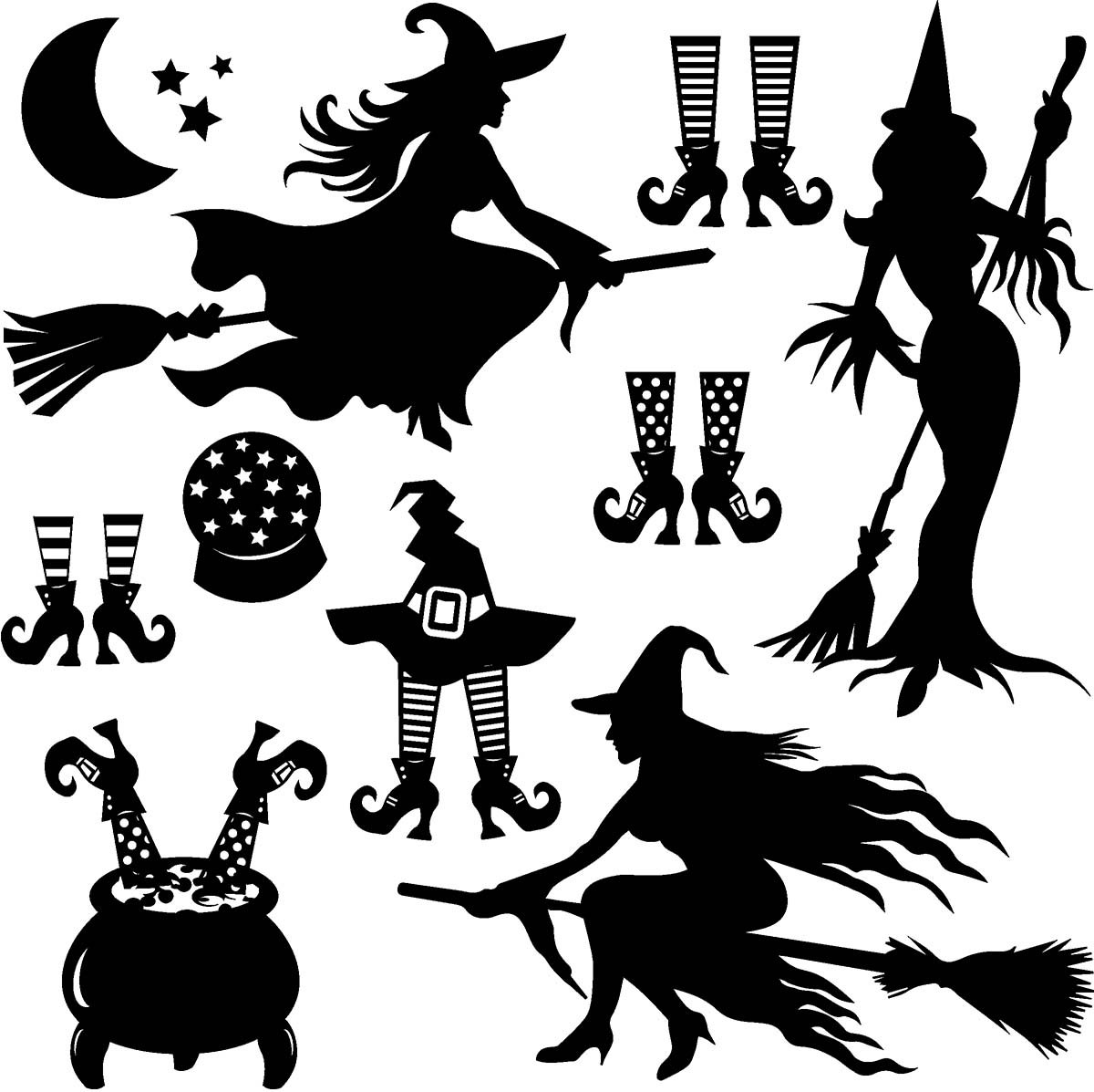 Halloween Bits - Witches - Ceramic Decals- Enamel Decal - Glass Decal ...