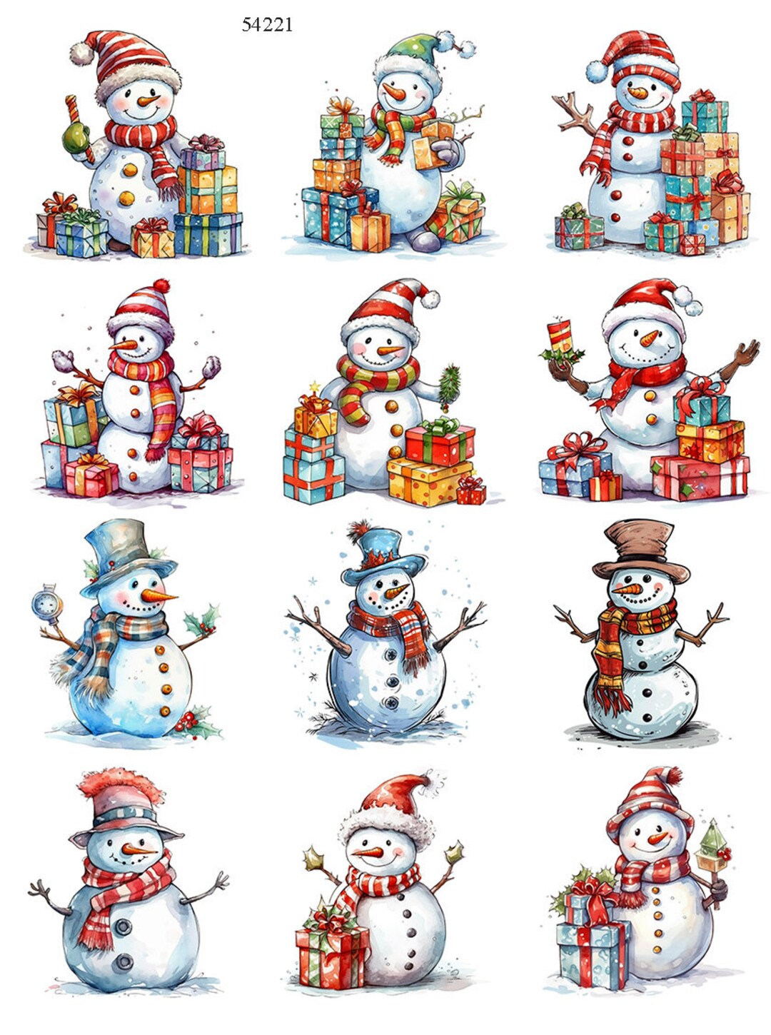 Christmas Snowmen - Snowman - Ceramic Decals- Enamel Decal - Glass ...