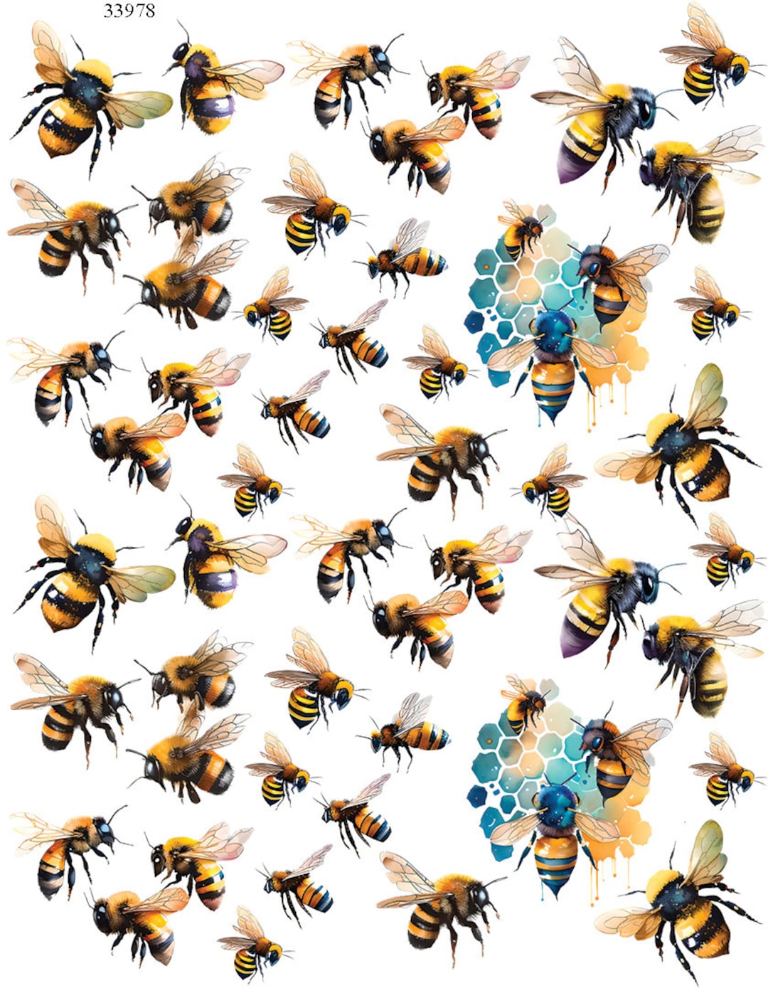 Honey Bees Galore - - Ceramic Decals- Enamel Decal - Glass Decal- 33978 ...