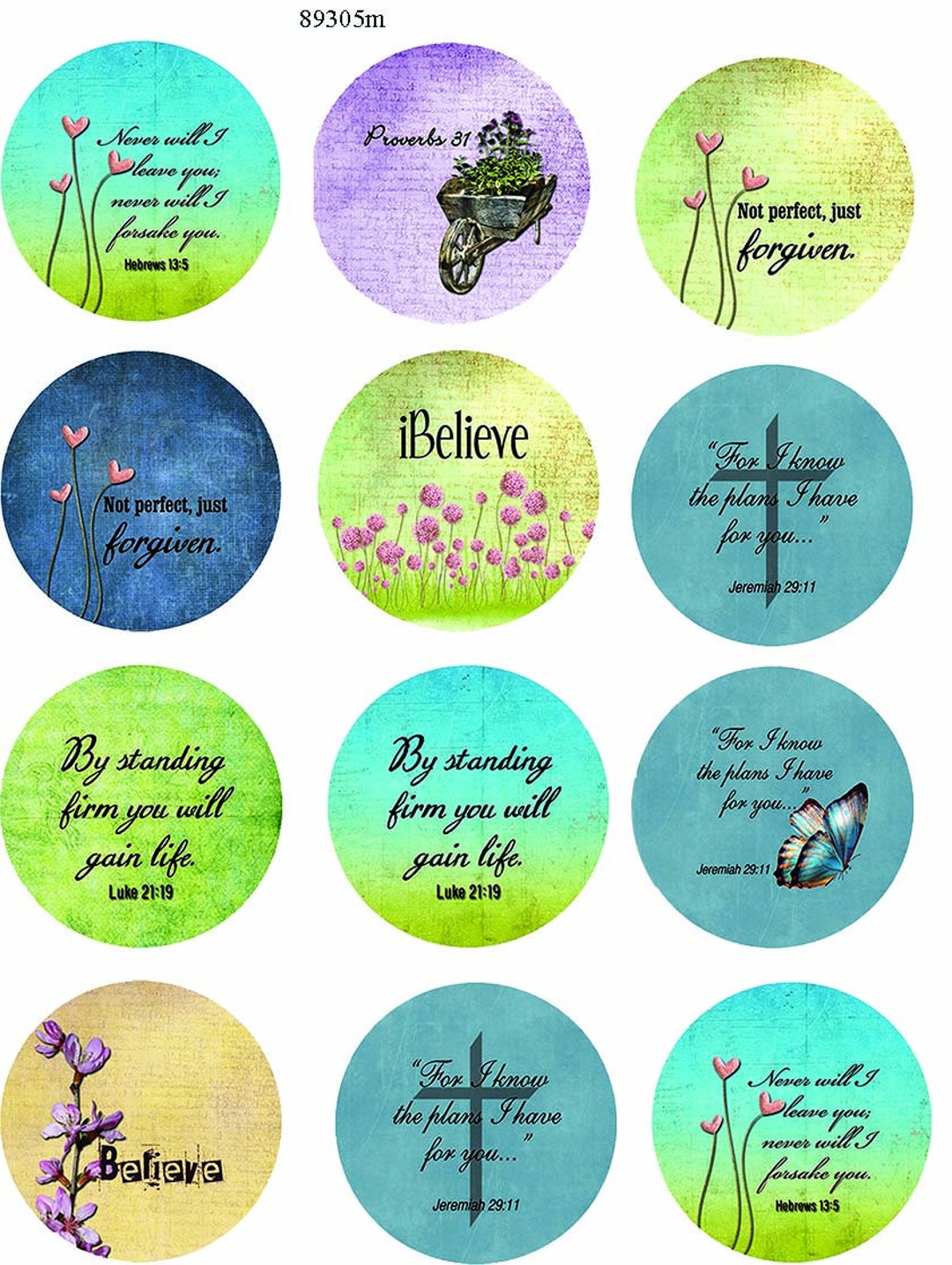 Christian Scripture Sayings Circles - Ceramic Decals- Enamel Decal ...