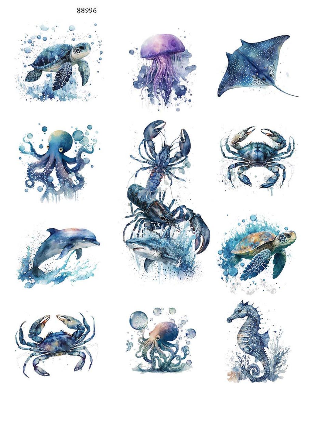 Ocean Life 1 ~ Ceramic Decal - Glass Decal ~LEAD FREE & Food Safe ...