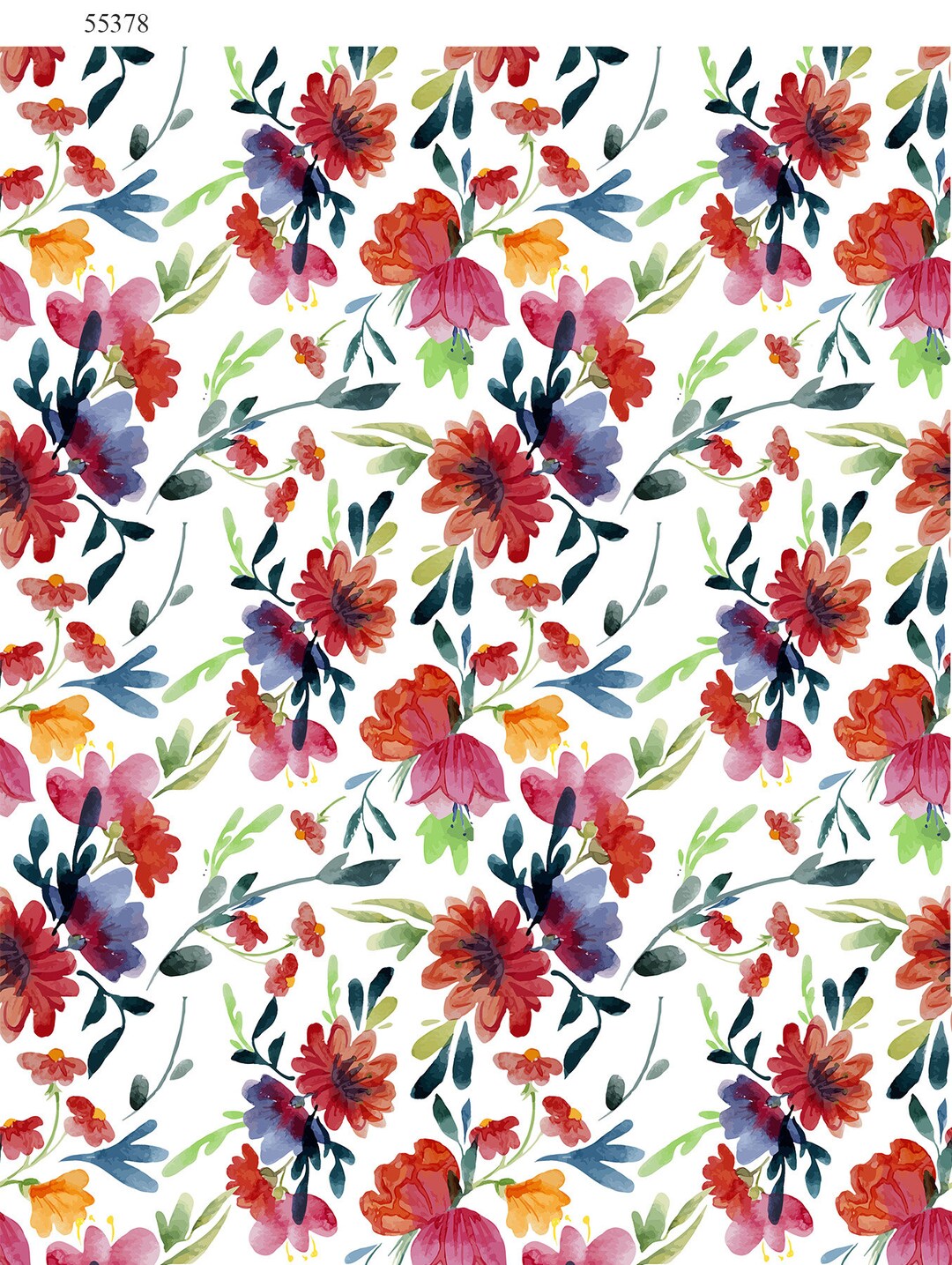 Painted Flowers Seamless - Ceramic Decals- Enamel Decal - Fusible Decal ...
