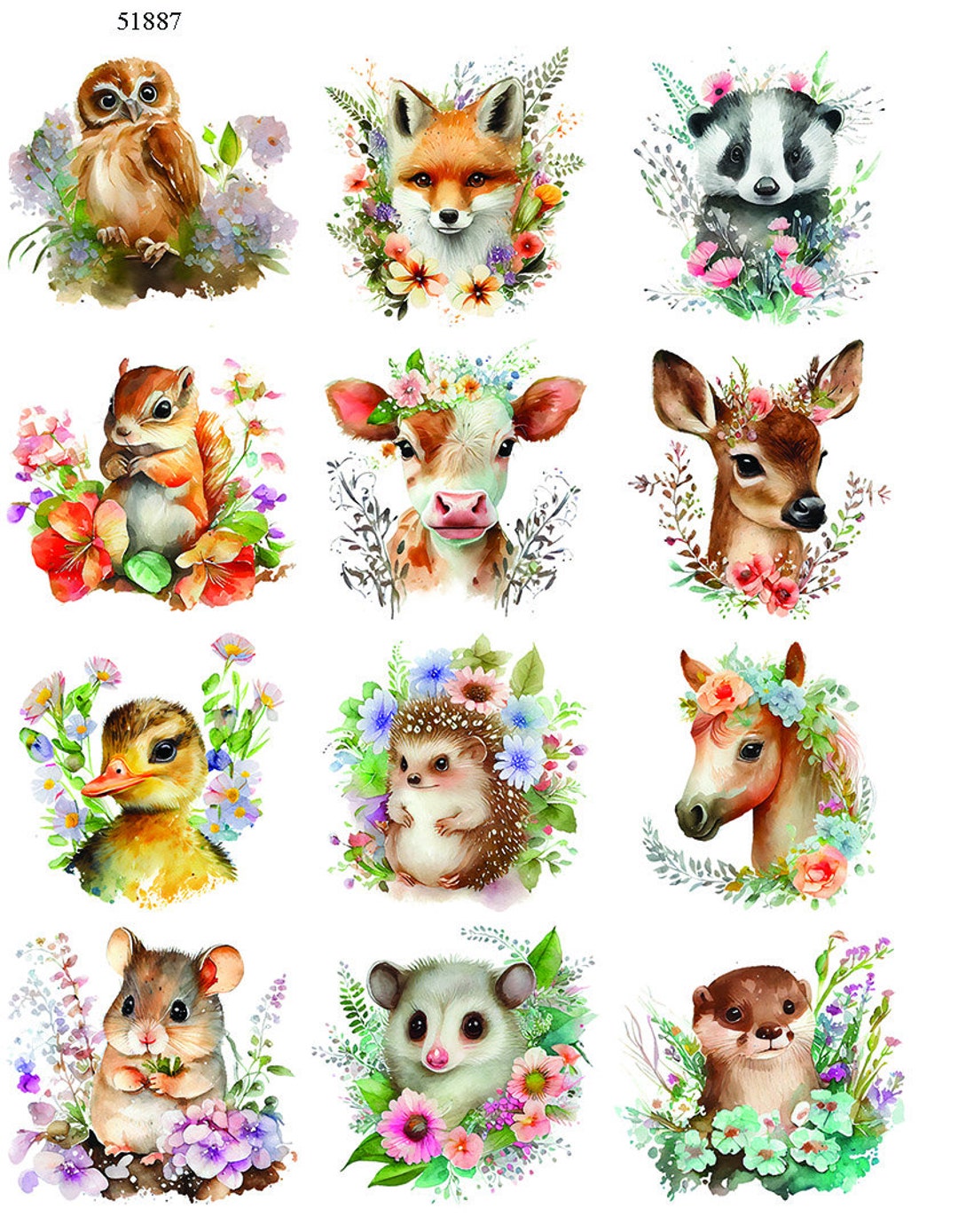 Cute Baby Animals - Ceramic Decals- Enamel Decal - Glass Decal- 51887 ...