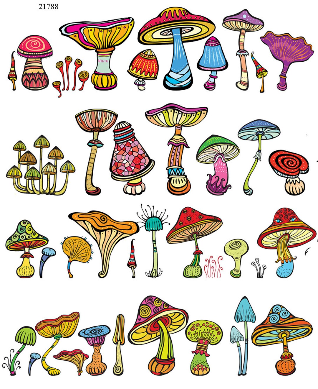Funny Mushrooms - Ceramic Decals- Enamel Decal - Glass Decal- 21788 - Etsy